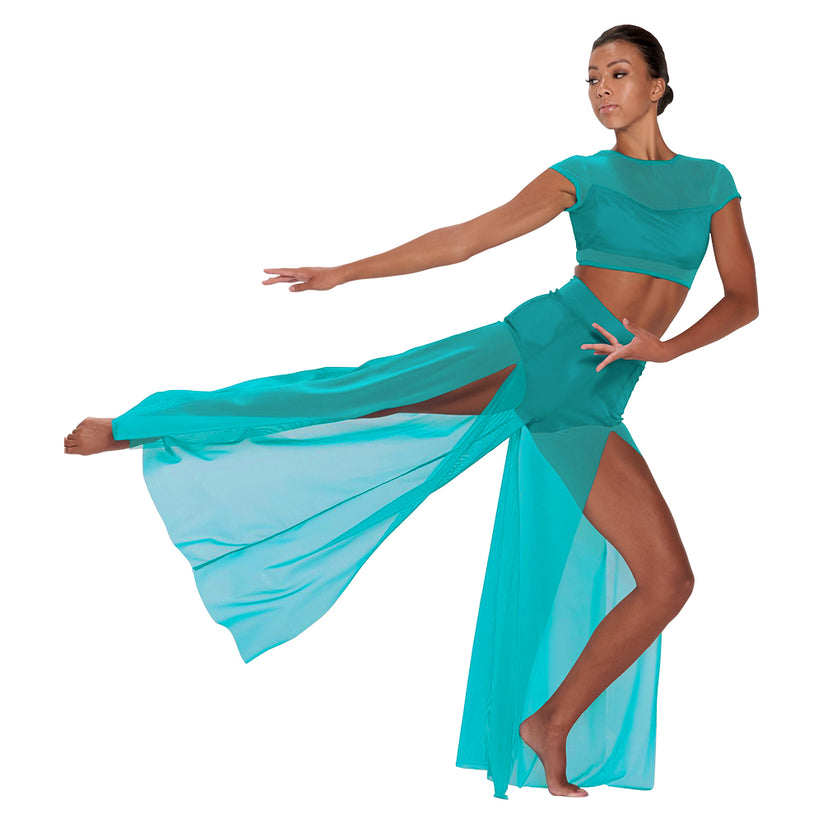 Lyrical Dance Outfits 2 Piece Set For Girl Women Cap Sleeve Crop Top ...