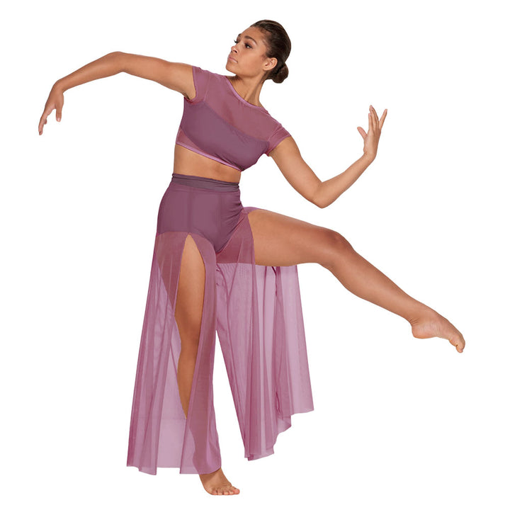 Lyrical Dance Outfits 2 Piece Set For Girl Women Cap Sleeve Crop Top ...